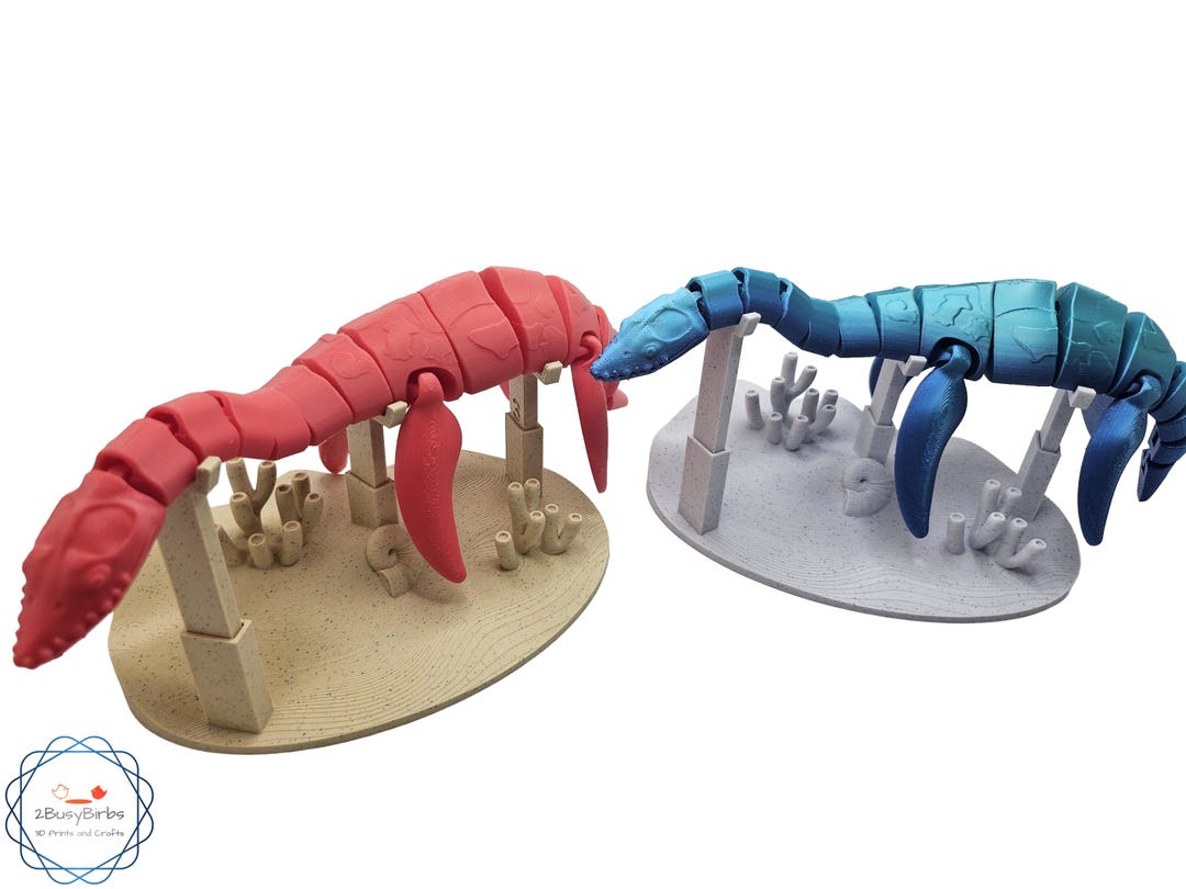 Plesiosaurus 3D Printed Articulated Flexi Fidget Toy Model With Stand ...