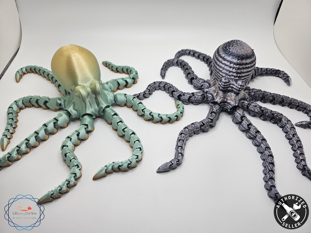 Octopus 3D Printed Articulated Flexi Fidget Toy Model. Choose Your ...