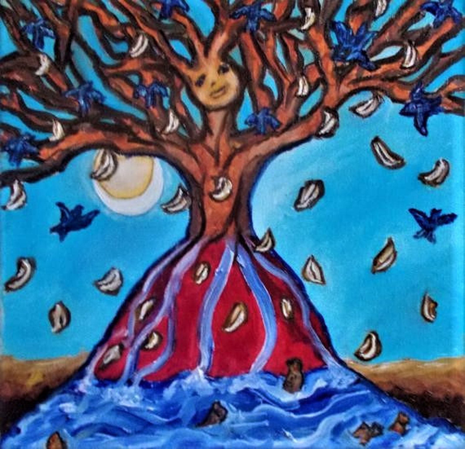 Fall Moon, Oil Painting on Canvas, Original Painting, Surreal Painting ...