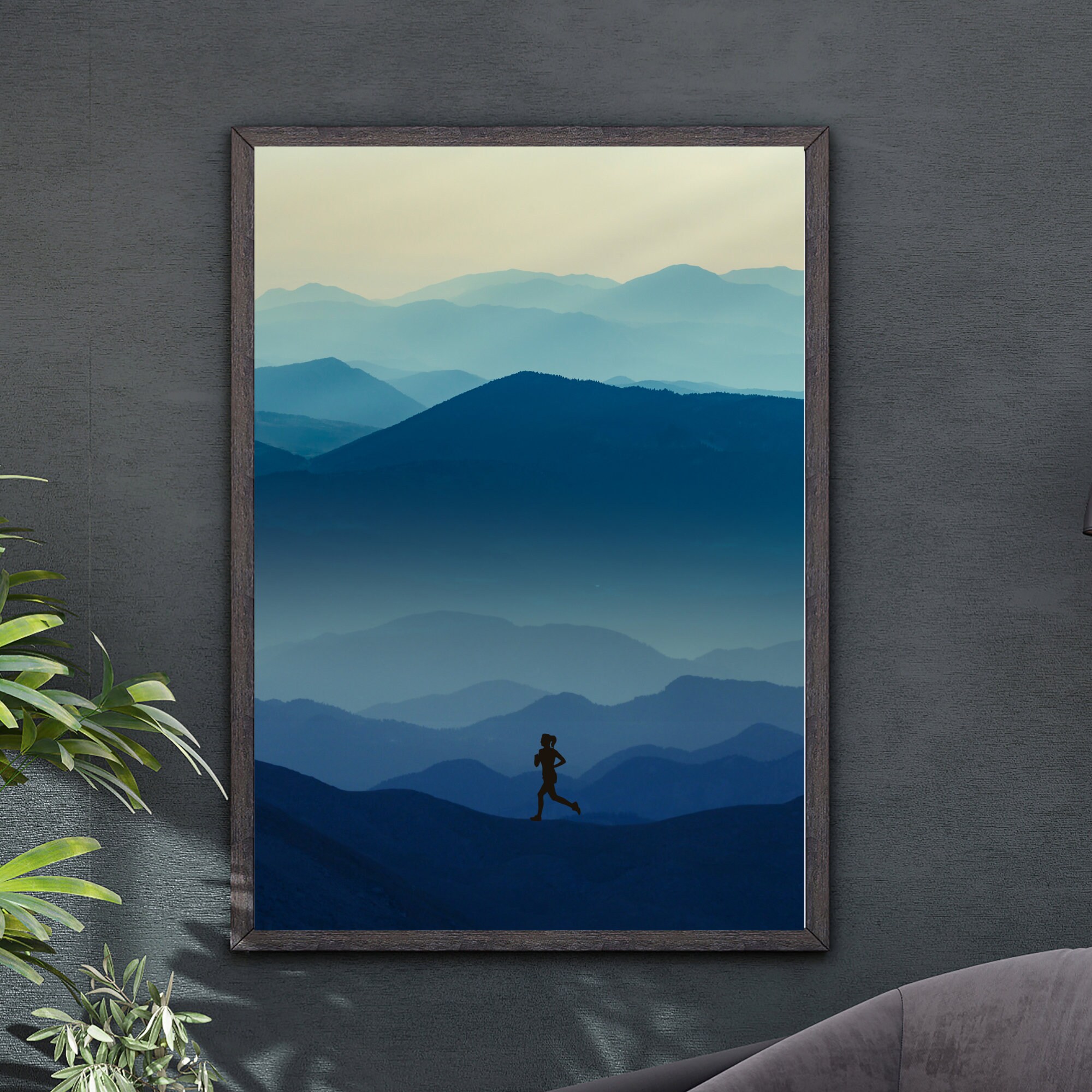 Trail Running Poster, Women Running Poster, Mountain Trail Runner Decor ...