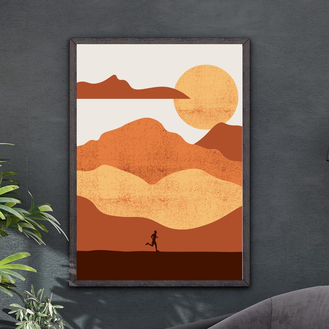 Running Poster, Trail Running Poster, Retro Running Poster, Runner Wall ...