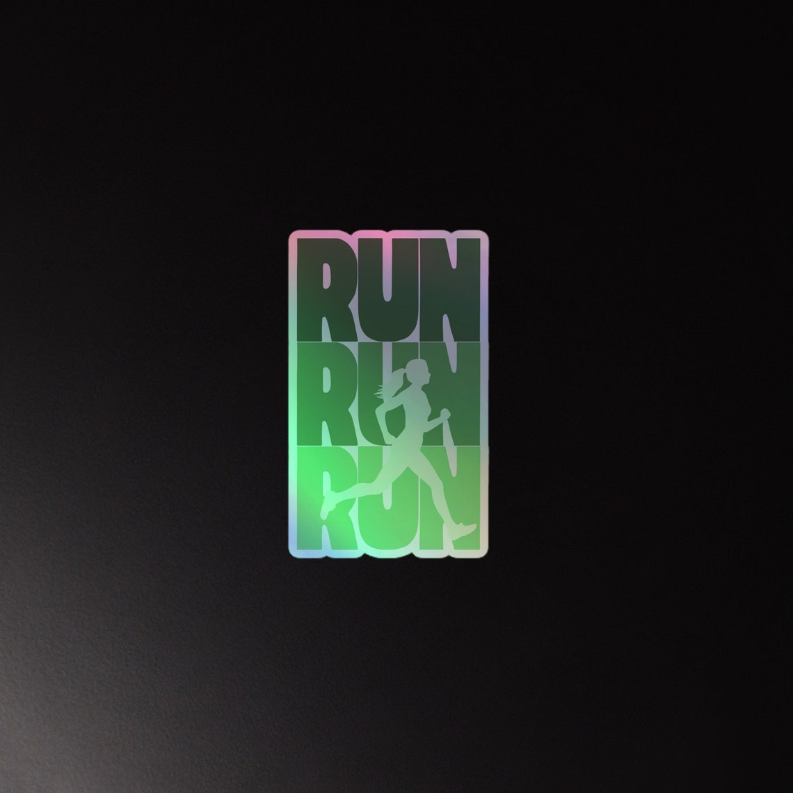 RUN HOLOGRAPHIC STICKER, Running Sticker, Women Running Sticker, Girl ...