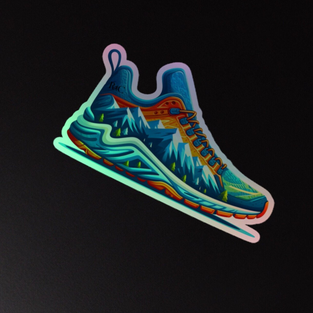 RUNNING SHOE HOKA Holographic Sticker, Trail Running Hoka Shoe ...