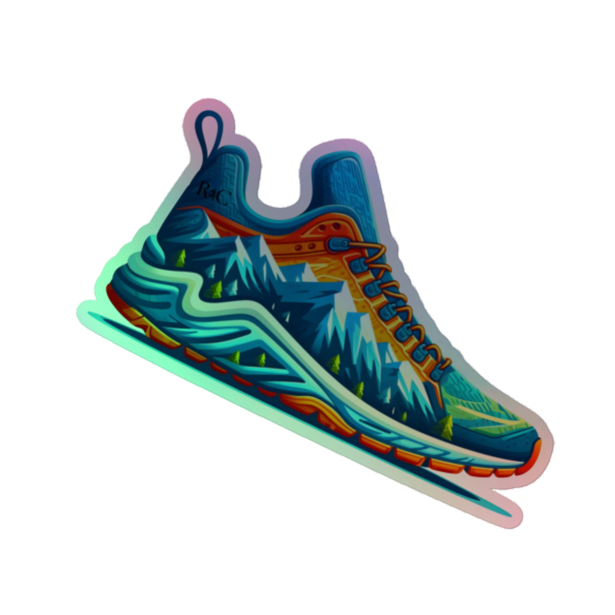 RUNNING SHOE HOKA Holographic Sticker, Trail Running Hoka Shoe ...