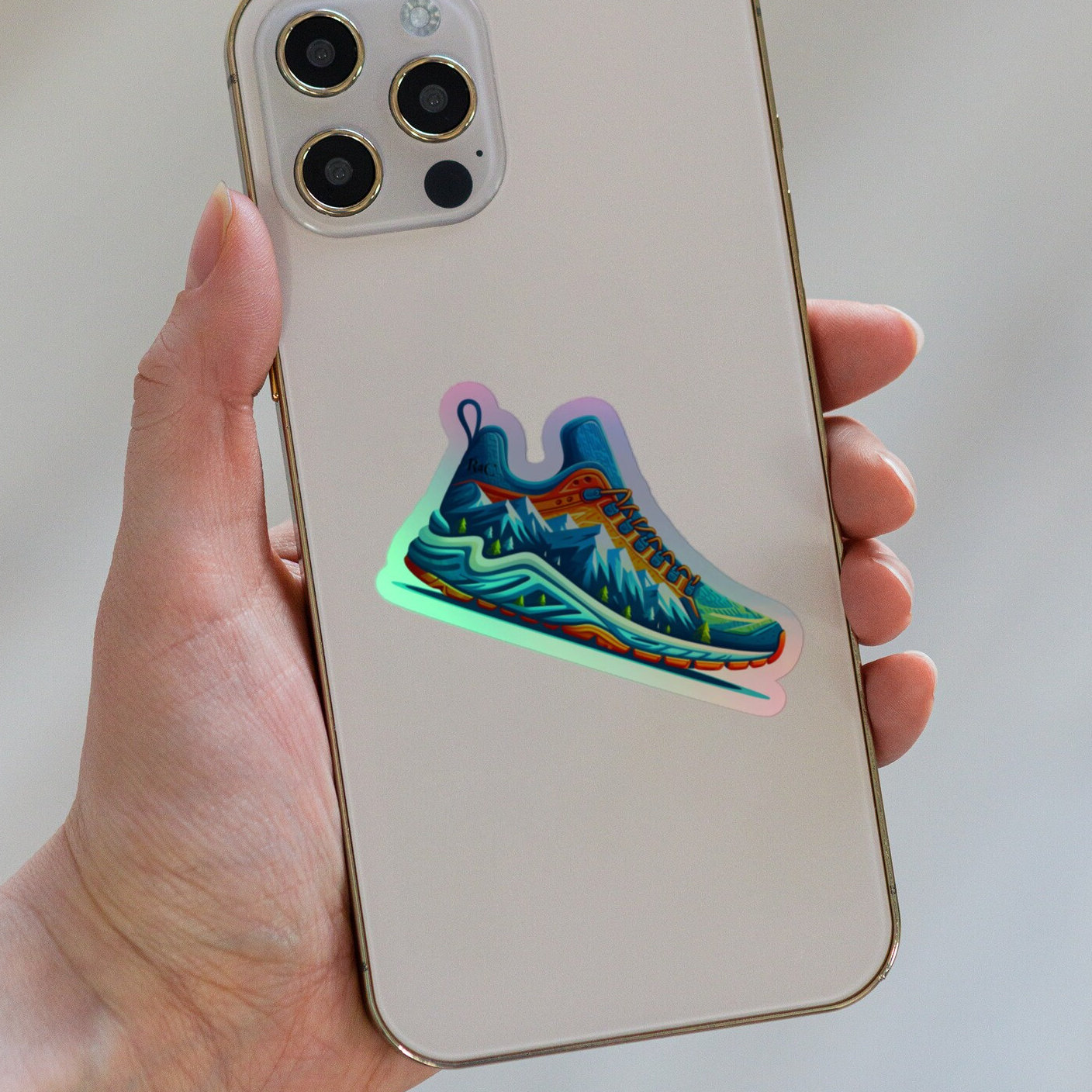 RUNNING SHOE HOKA Holographic Sticker, Trail Running Hoka Shoe ...