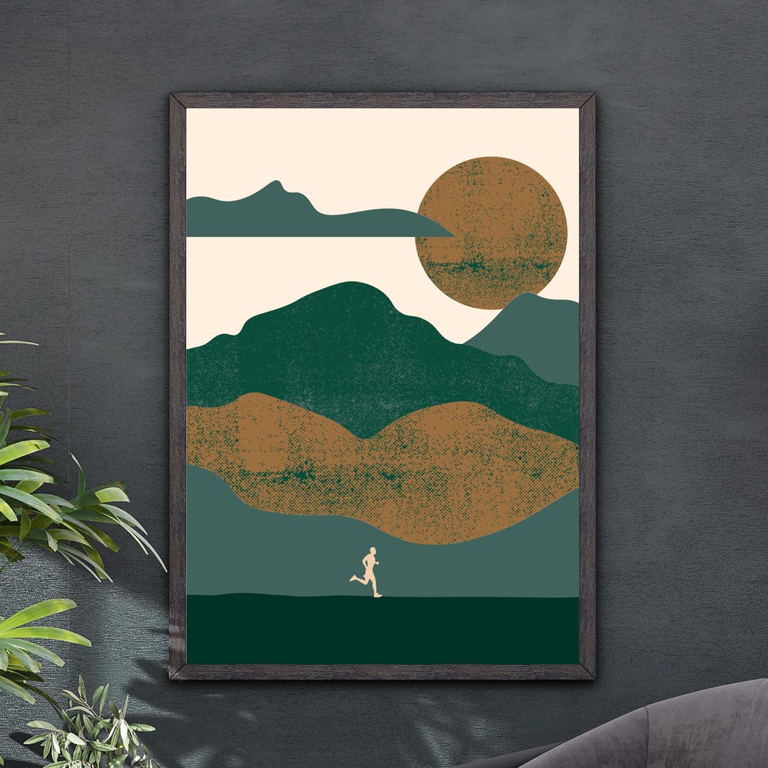 Running Poster, Trail Running Poster, Retro Running Poster, Runner Wall ...