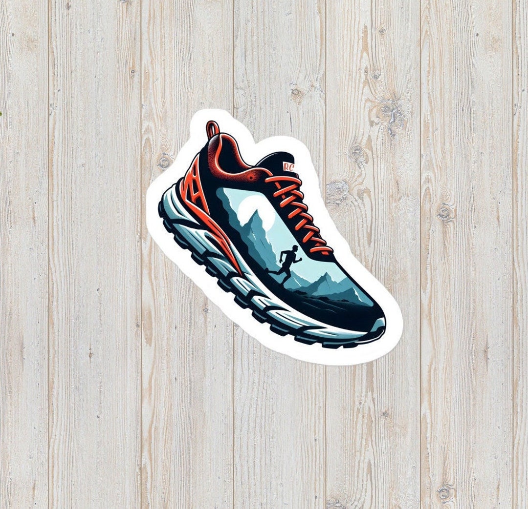 RUNNING SHOE Sticker, Trail Runner Sticker, Mountain Sticker, Outdoor ...