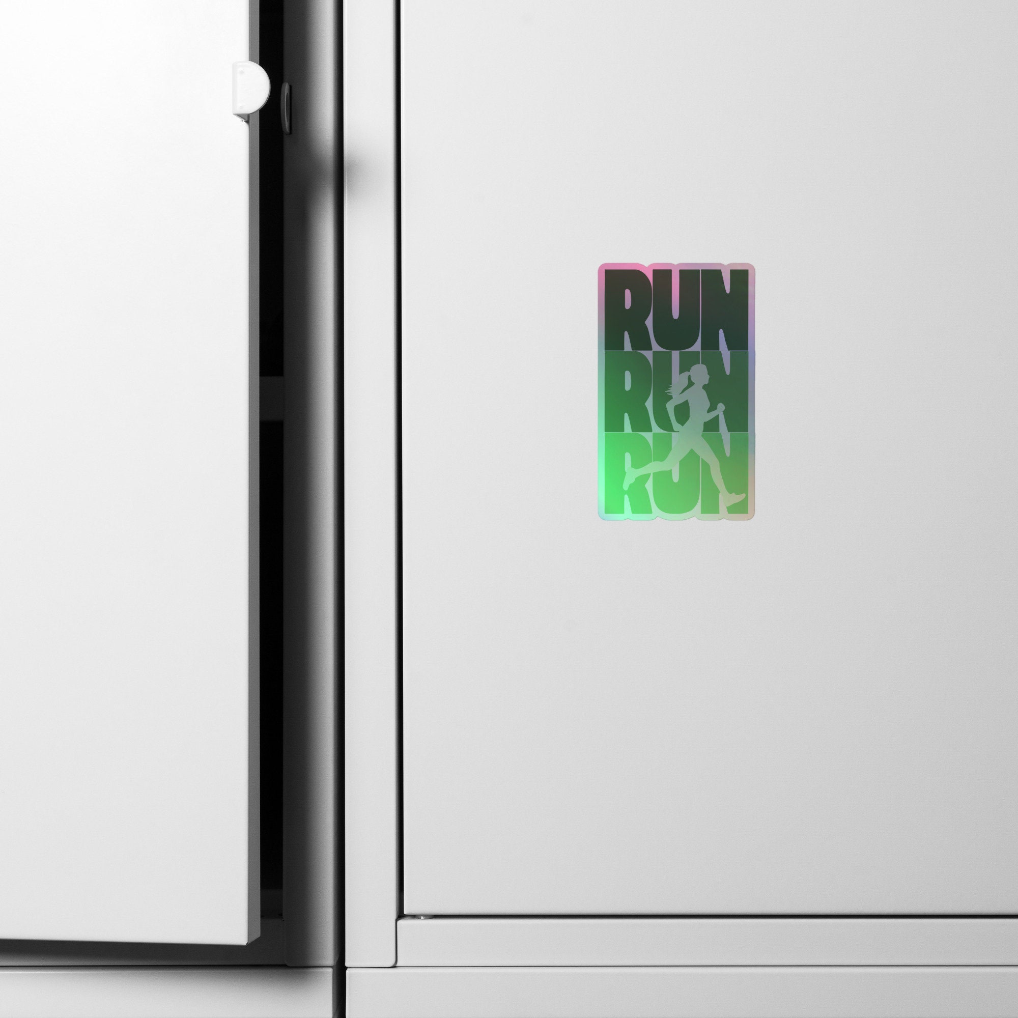 RUN HOLOGRAPHIC STICKER, Running Sticker, Women Running Sticker, Girl ...
