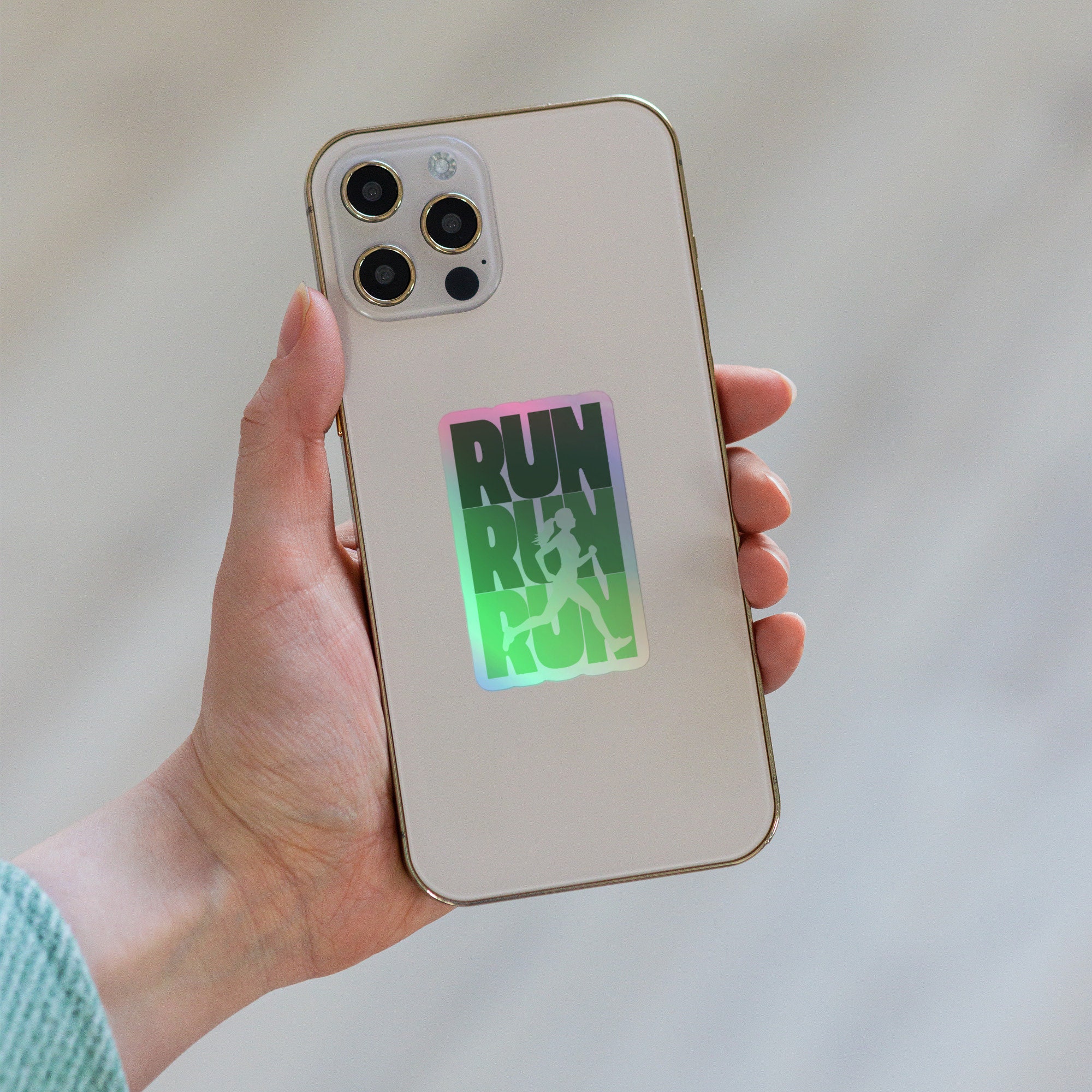 RUN HOLOGRAPHIC STICKER, Running Sticker, Women Running Sticker, Girl ...