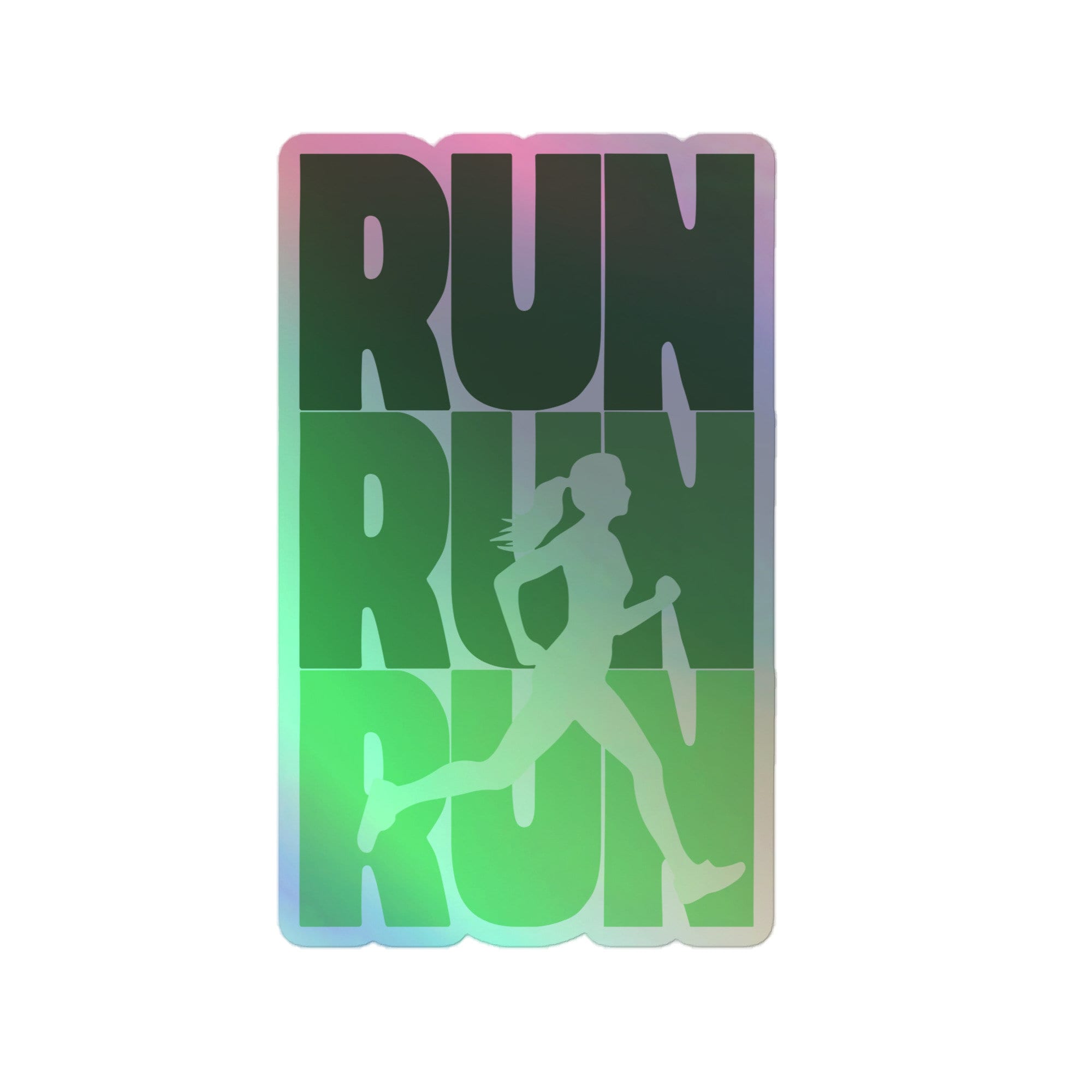 RUN HOLOGRAPHIC STICKER, Running Sticker, Women Running Sticker, Girl ...