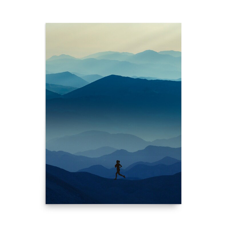 Trail Running Poster, Women Running Poster, Mountain Trail Runner Decor ...