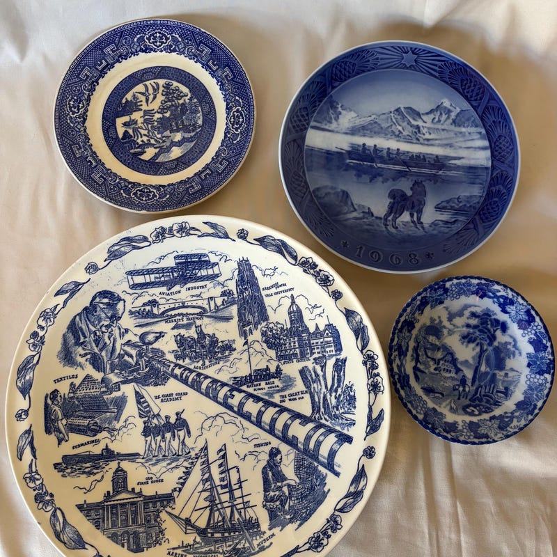 Antique Blue Plates - Etsy