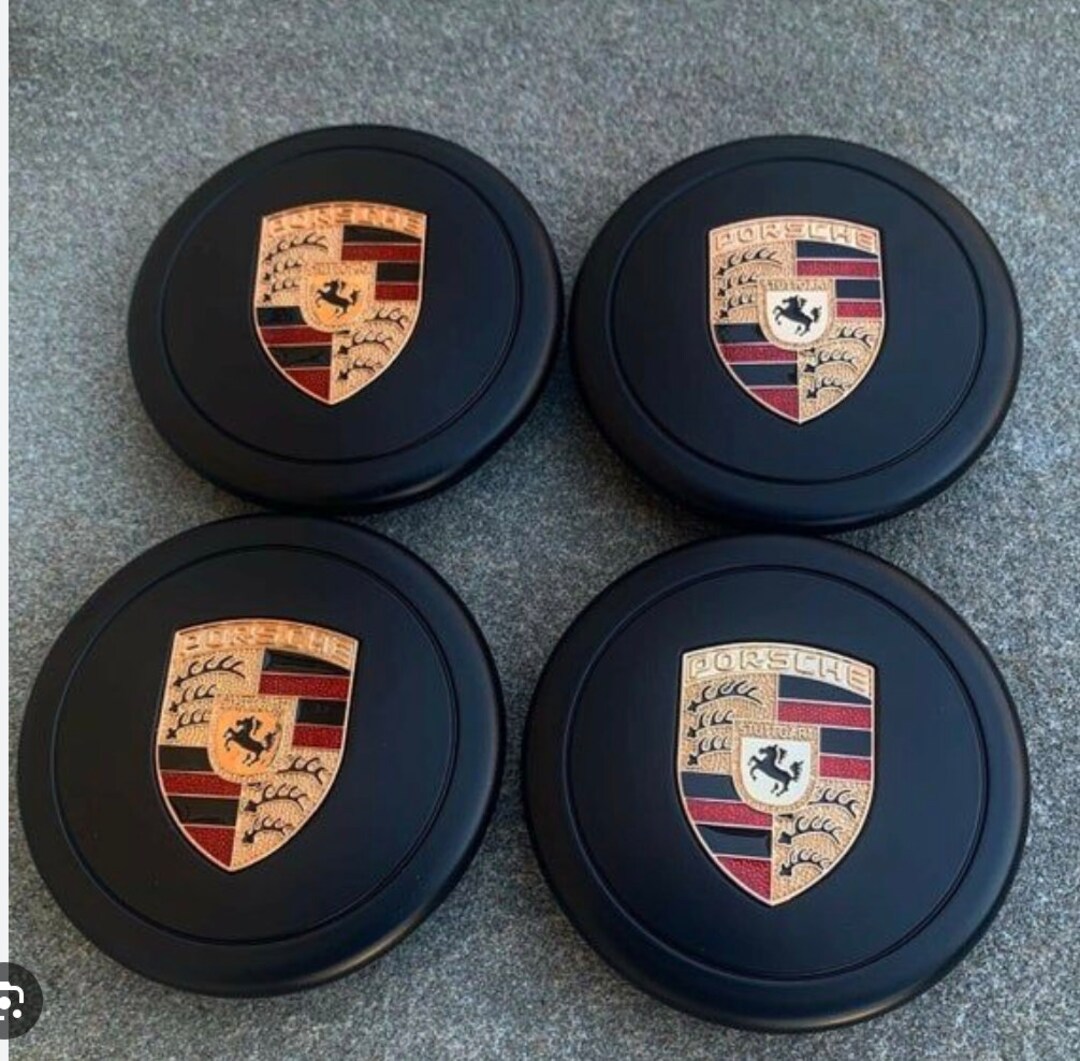 4pcs Porsche Fuchs Style Metal Center Caps Black Set 4 91136103228 911 ...