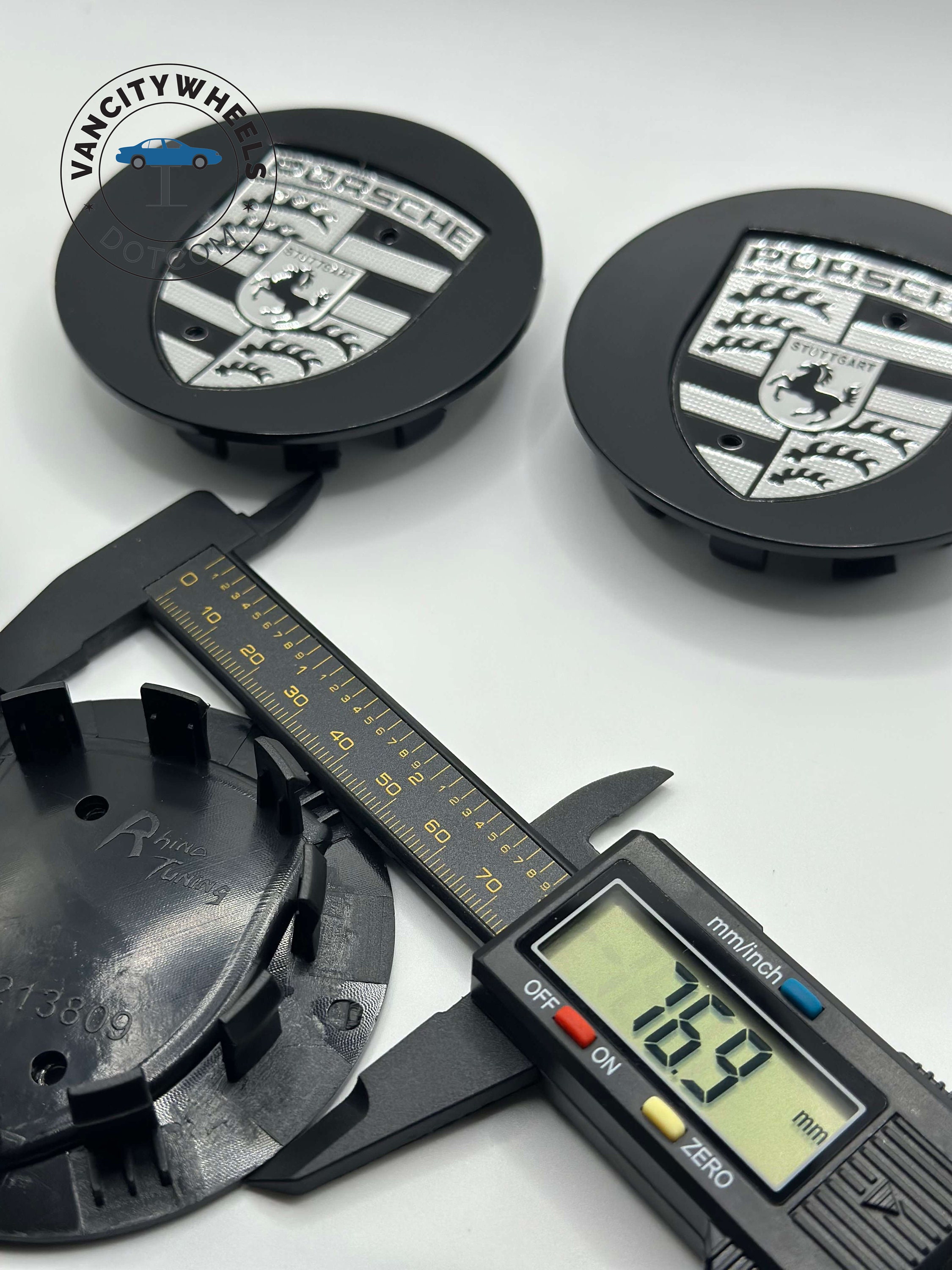 4pcs Porsche Crest Center Wheel Caps Gloss Black/ Chrome Crest 76MM ...