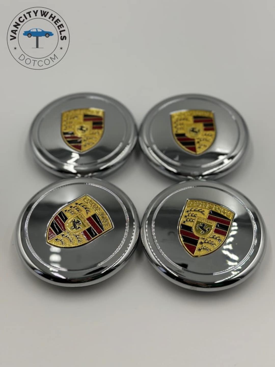 4pcs Porsche Fuchs Style Metal Center Caps Chrome Colored Crest Set 4 ...