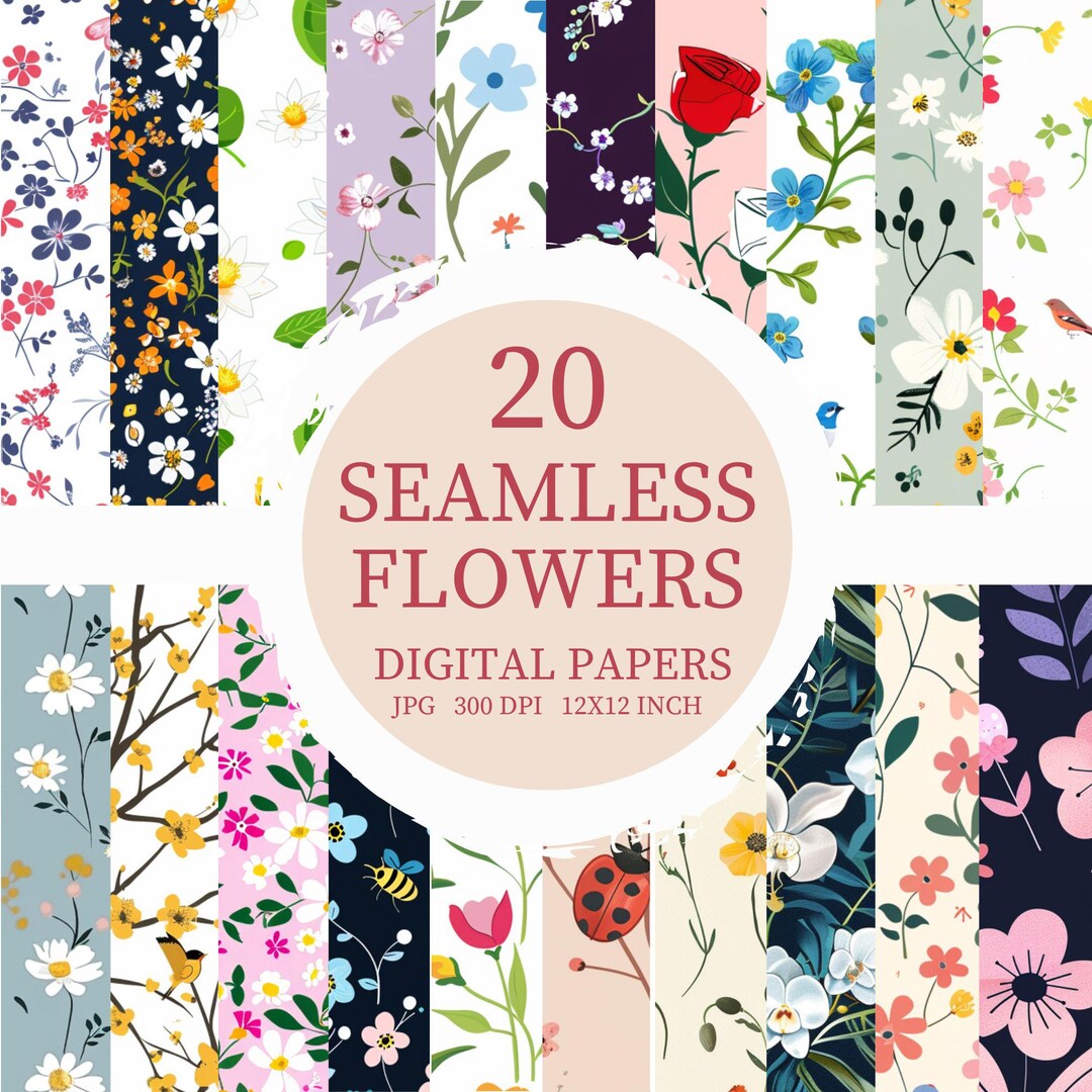 Seamless Digital Paper, Flower Pattern, Floral Prints, Flowers ...