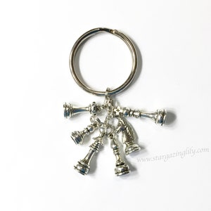 Chess Piece Keyring Key Ring Keychain or Zipper Pull. 6 Chess Piece ...