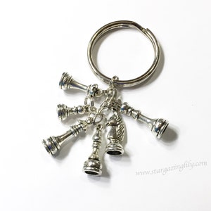 Chess Piece Keyring Key Ring Keychain or Zipper Pull. 6 Chess Piece ...