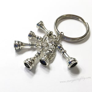 Chess Piece Keyring Key Ring Keychain or Zipper Pull. 6 Chess Piece ...
