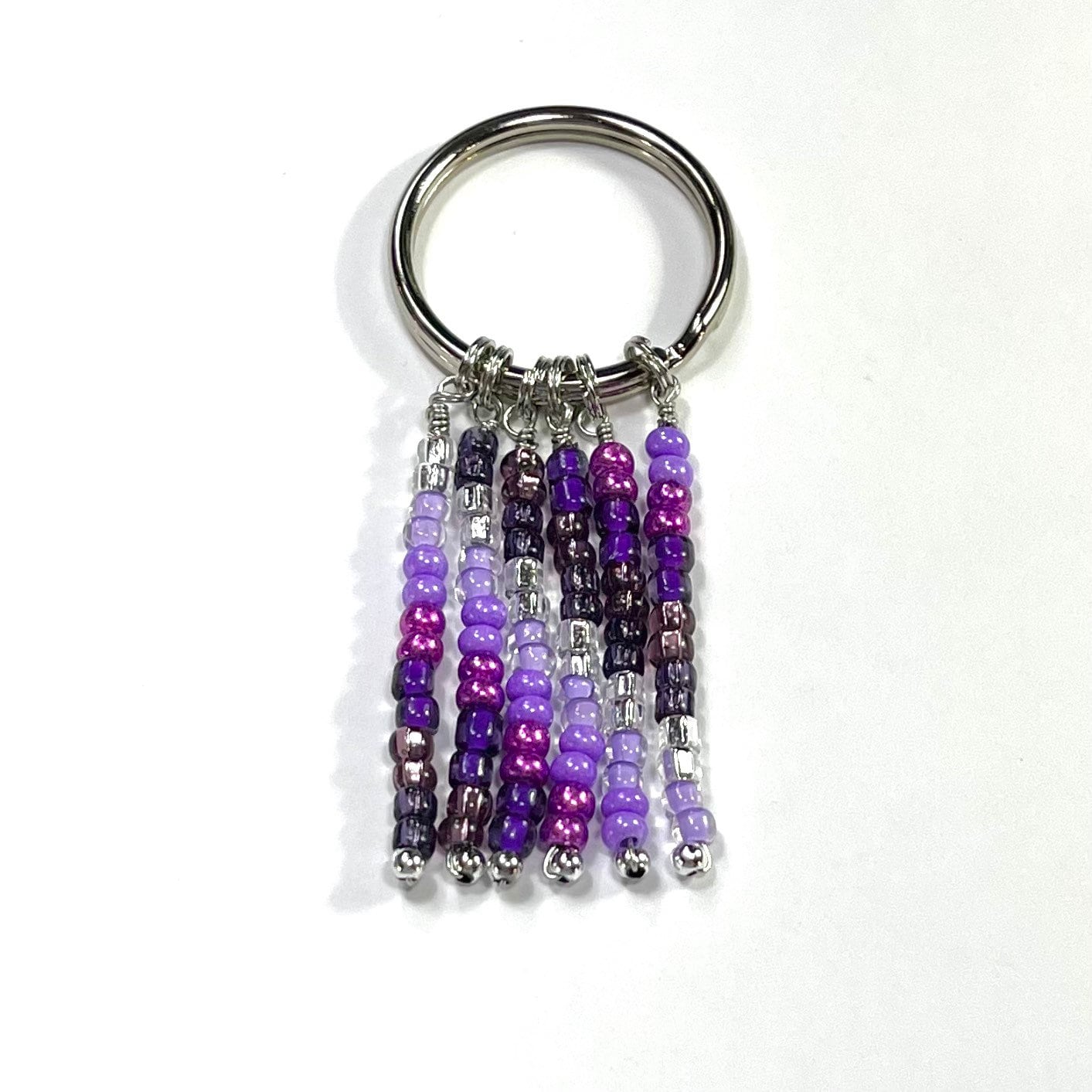 Rainbow Beaded Key Ring Keychain Colorful Bright Shiny Seed Beads ...
