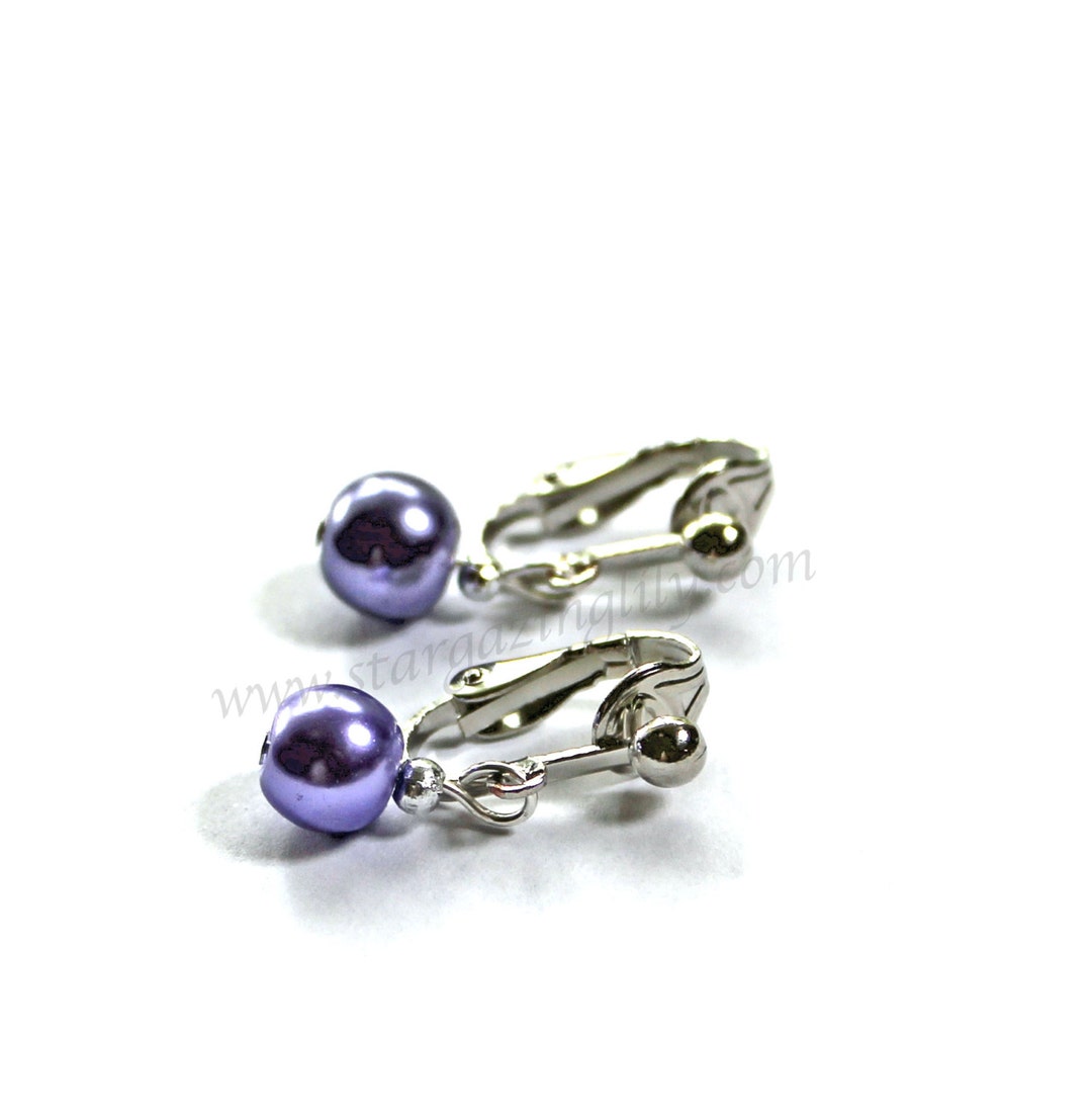 Simple Pearl Earrings Clip on or Hook Style for Little Girls Dangle ...