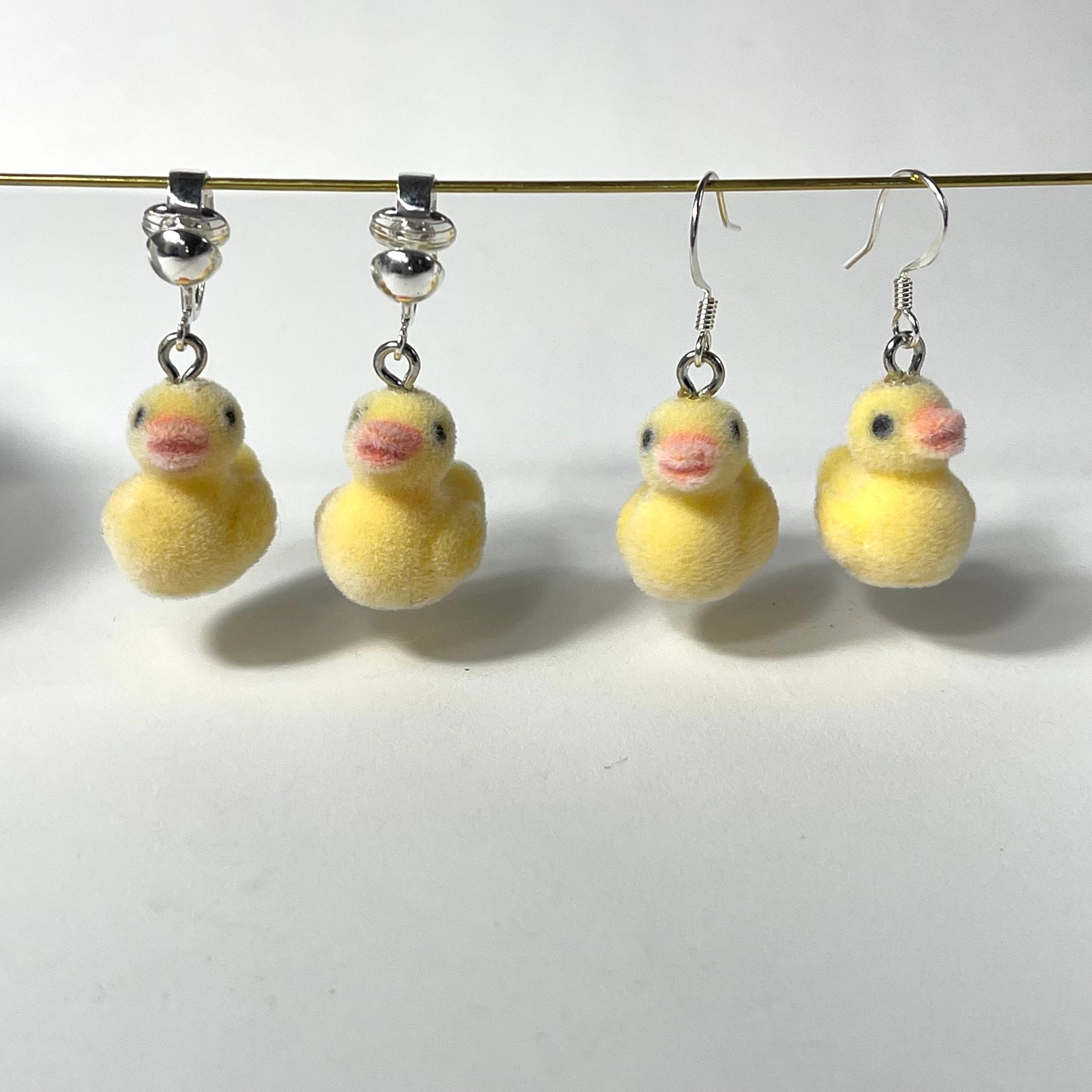 Yellow Rubber Duck Earrings or Santa Ducks or Fuzzy Ducks. Clip-on's or ...
