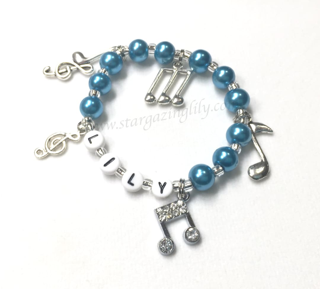 Music Charm Bracelet. Gift for Musician. YOU CHOOSE 5 Charms, Pearl ...