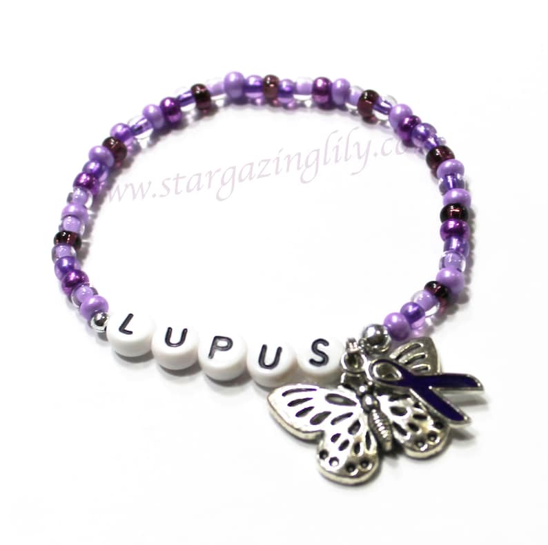 Lupus Awareness Bracelet Personalized Name Bracelet With Purple Ribbon ...