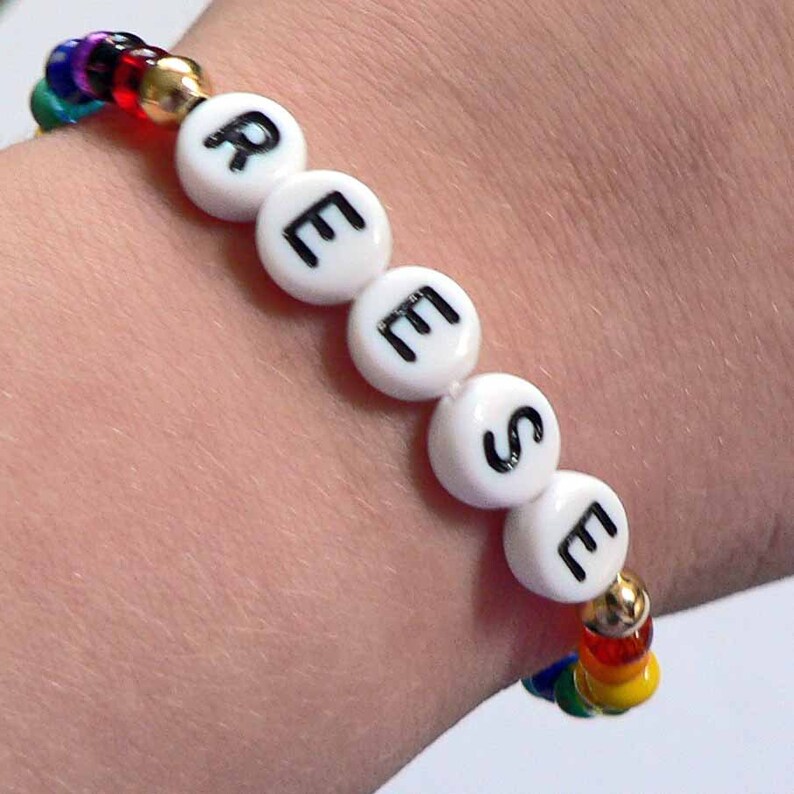 Rainbow Party Favor Name Bracelet Personalized Children's Jewelry ...