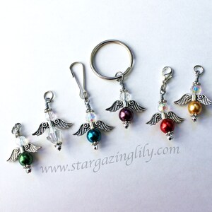 Beaded Angel Keyring. Guardian Angel Key Chain. YOU CHOOSE Birthstone ...