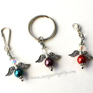 Beaded Angel Keyring. Guardian Angel Key Chain. YOU CHOOSE Birthstone ...
