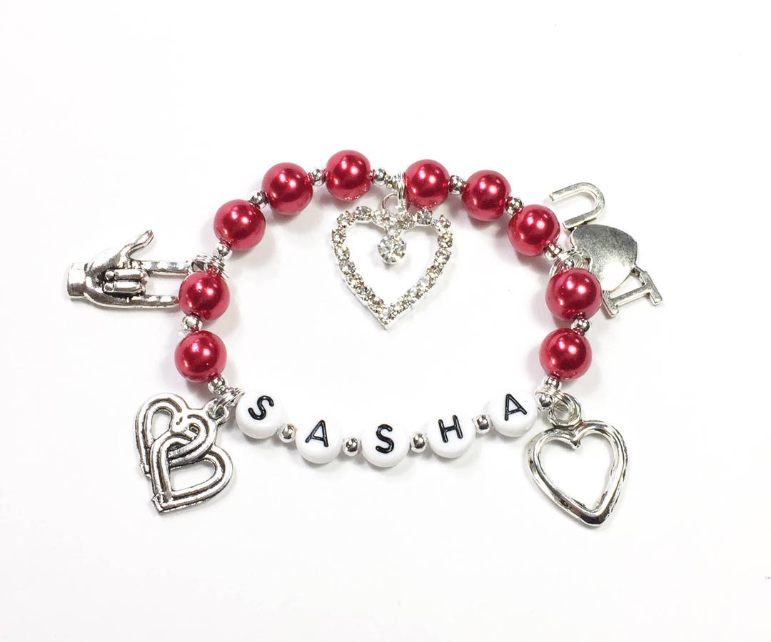 Valentine Charm Bracelet. Love Themed Bracelet. Personalized Name ...