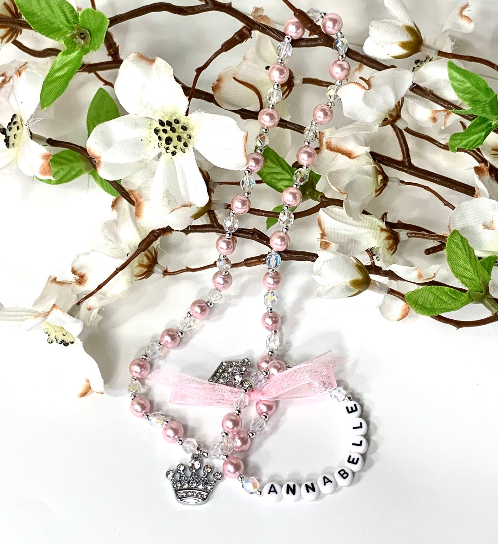 Princess Jewelry. Rhinestone Tiara Charm Bracelet and Necklace Set ...
