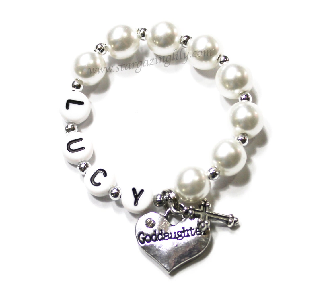 Goddaughter Bracelet. Keepsake Bracelet in White or Ivory Pearl ...