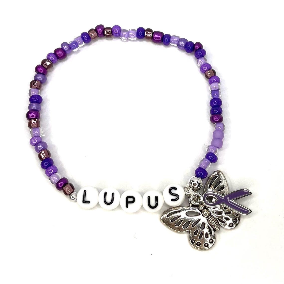 Lupus Awareness Bracelet Personalized Name Bracelet With Purple Ribbon ...