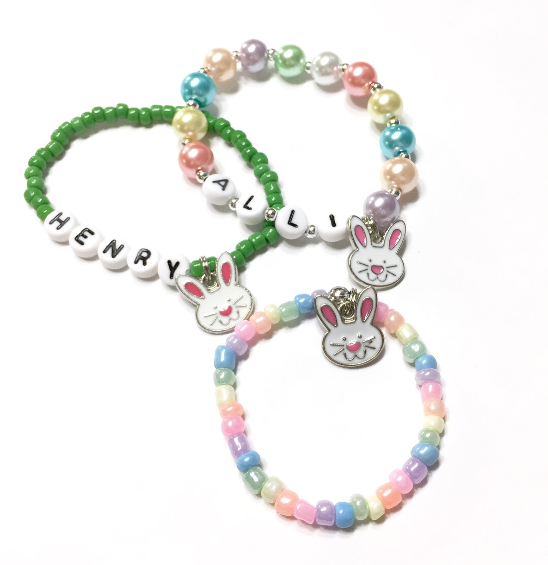 Spring Easter Jewelry Girls and Boys Personalized Name Bracelets Easter ...