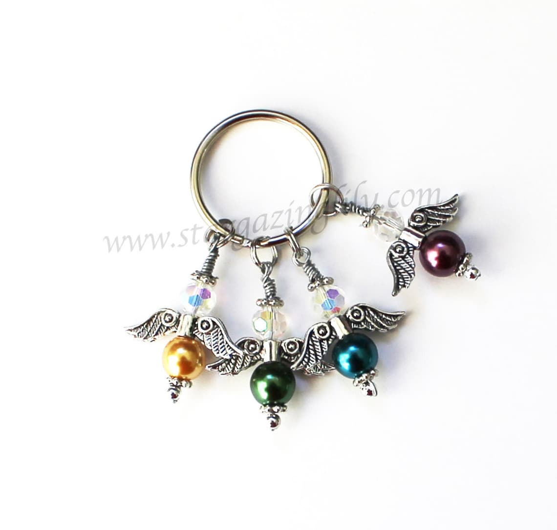 Beaded Angel Keyring. Guardian Angel Key Chain. YOU CHOOSE | Etsy