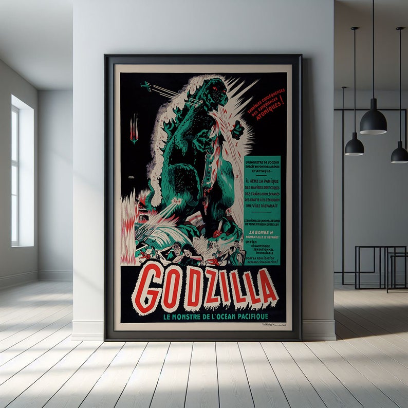 Godzilla Vintage Movie Poster 1950s French Poster Room Decor Wall Art ...