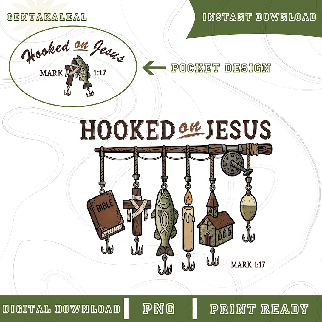 Christian Fishing PNG, Hooked on Jesus, Faith Fisherman Shirt ...