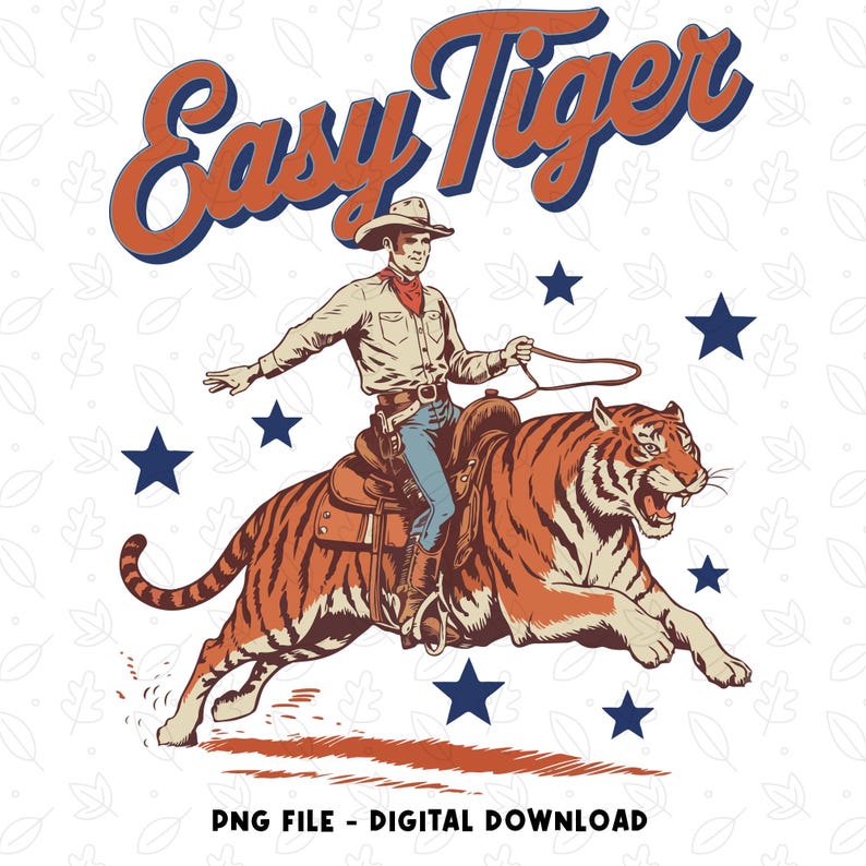 Easy Tiger PNG, Vintage Cowboy Western Country Png, Rodeo LSU Tigers ...