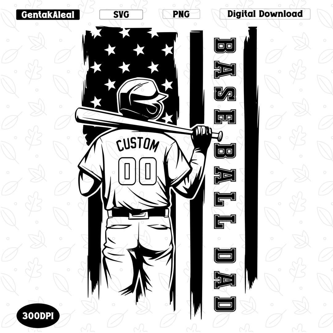 Custom Baseball Dad Flag Png, Baseball Dad Shirt With Kids Name ...