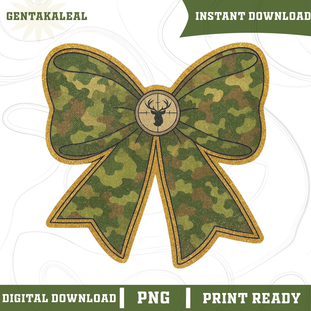 Coquette Camo Bow Png, Camouflage Bow Png, Hunting Season Sublimation ...