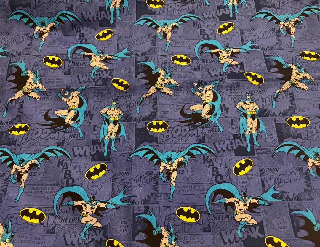 Classic Batman on Blue 100% Cotton Fabric BTY - Etsy