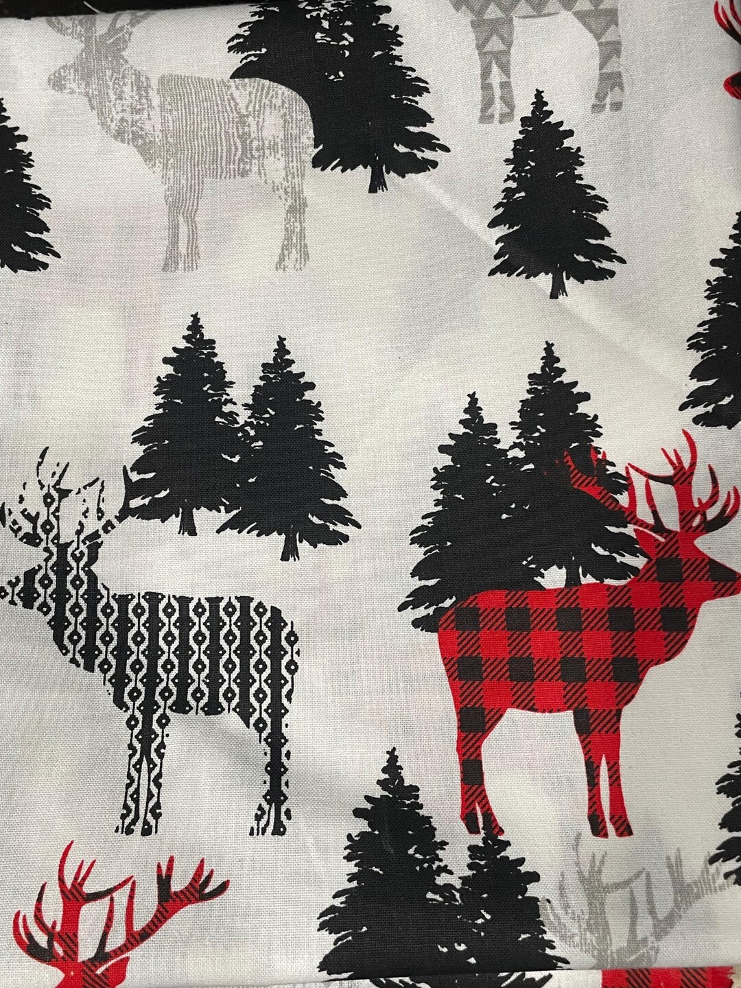 Christmas Pattern Deer 100% Cotton Fabric BTY - Etsy