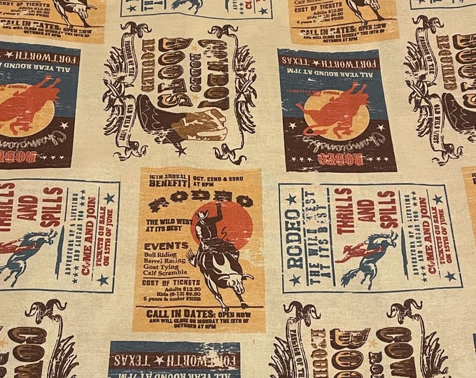 Rodeo Posters Multi 100% Cotton Fabric BTY - Etsy