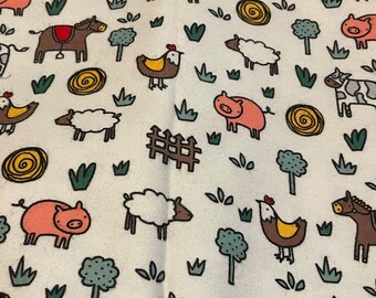 Flannel Fabric Farm Animals and Barn by the Yard 100% Cotton Flannel - Etsy