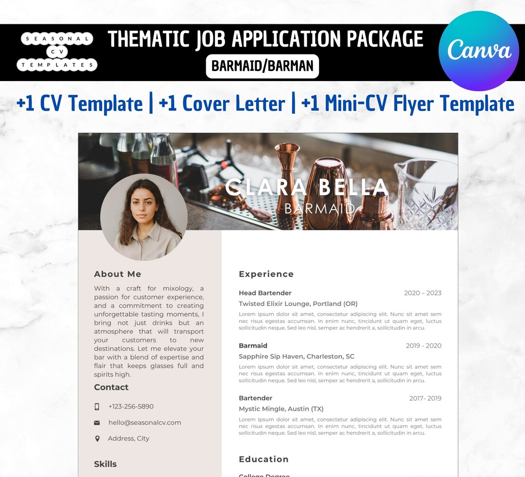 Creative Editable CV Template, Cover Letter, Mini-cv Flyers - Thematic ...