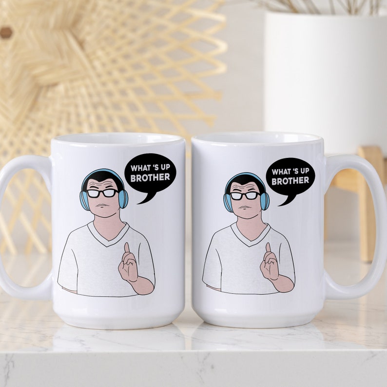What's Up, Brother Mug Sketch Streamer Funny Hand Sign Gift Sketch-hand ...