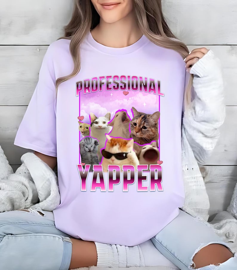 Professional Yapper Funny Meme Shirt , Funny Genz Born to Yap Meme Shirt for Women Stupid Shirt ...