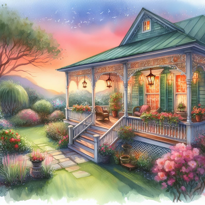 Southern Sunset Porches Shabby Chic, Digital Art, Card Making ...